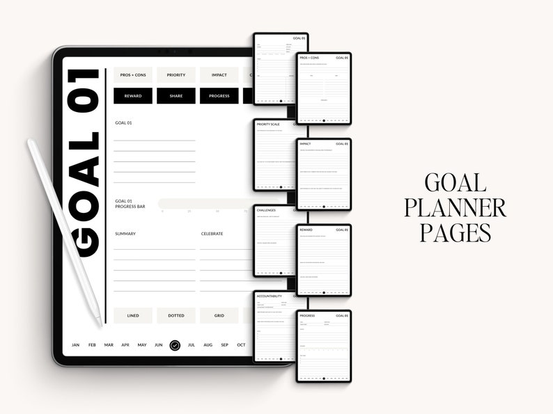Goals 2024 Digital Planner, Goal Setting, Goals Tracker, Dated 2024 ...