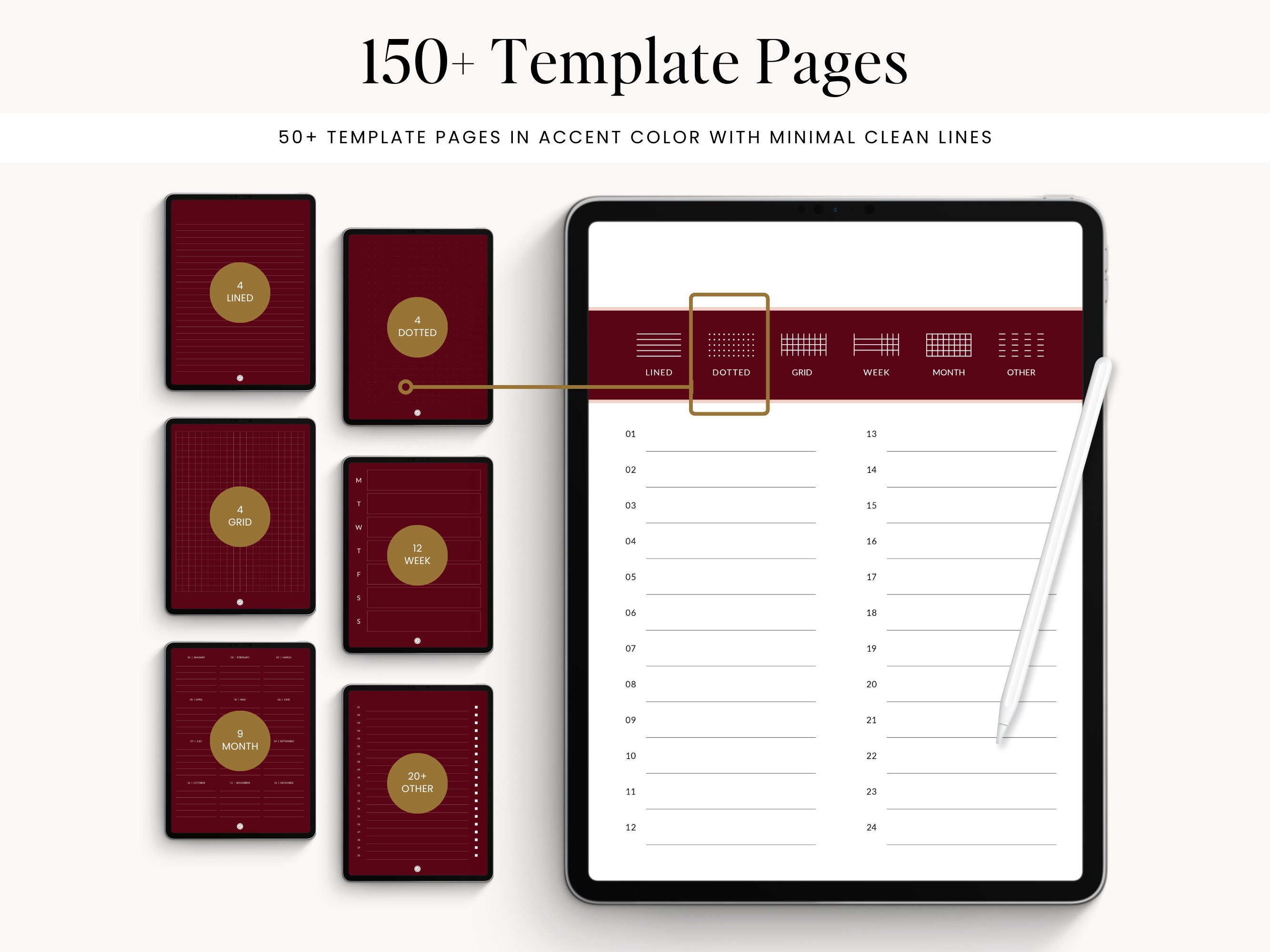 24-section Hyperlink Digital Notebook, Dashboards, 150 Digital Insert ...