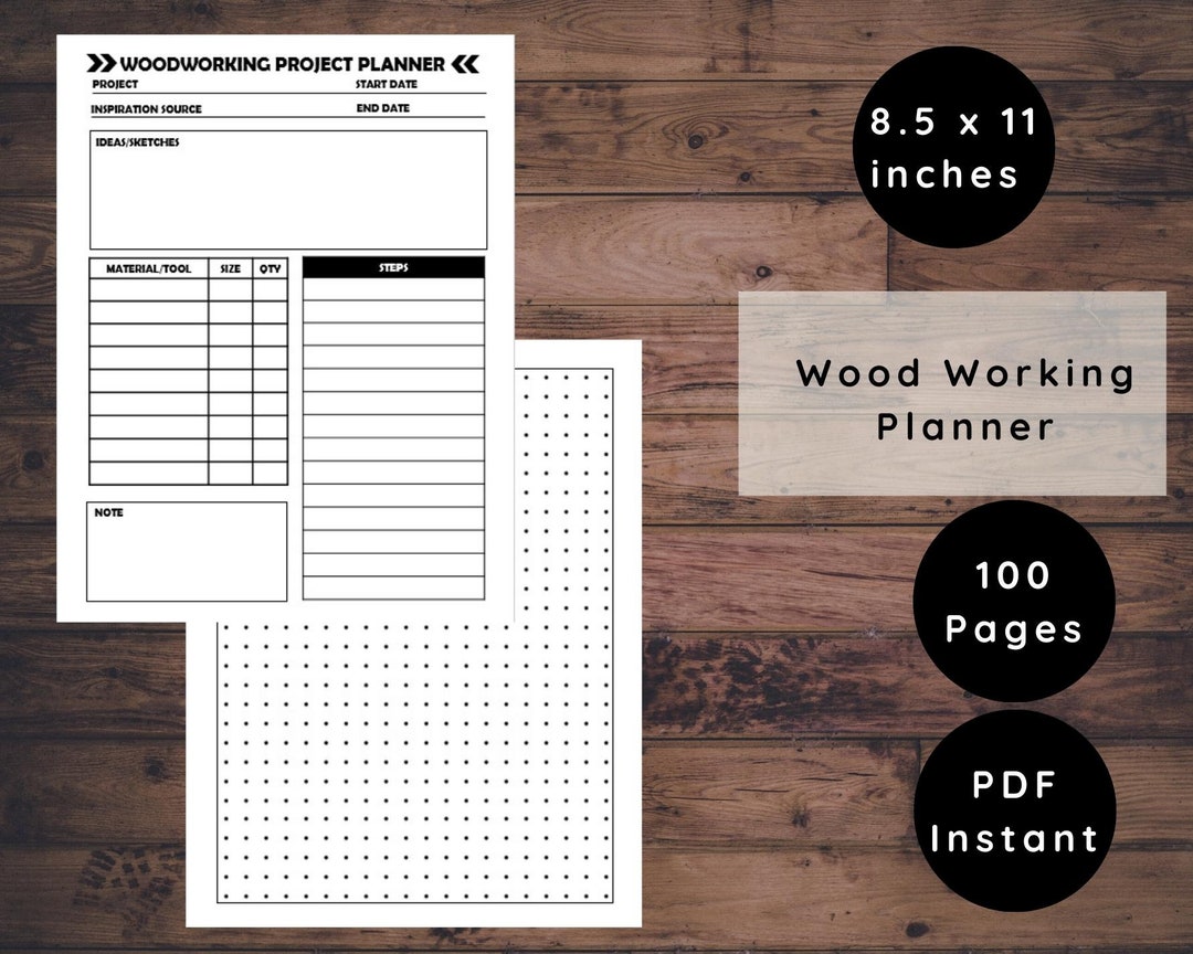 Woodworking Planner (8.5x11 Inches) 100 Pages for 50 Projects - Etsy