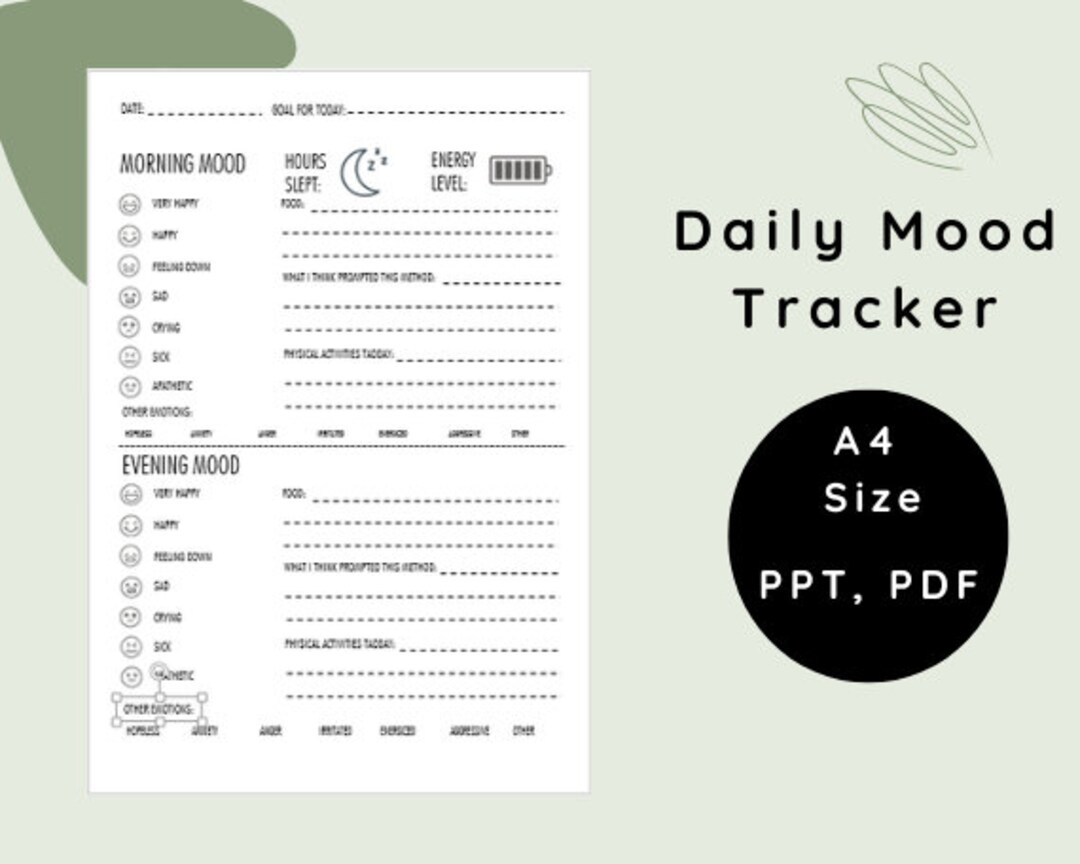 Daily Mood Tracker- A4 Size PDF and PPT - Etsy
