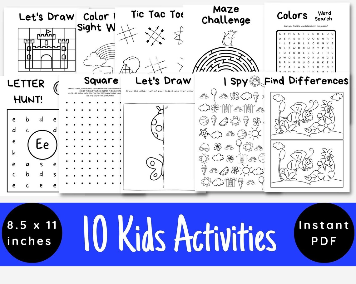 10 Kid Activities Printable - Etsy