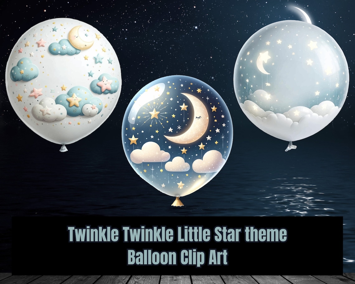 Twinkle Twinkle Little Star Theme Balloon Clip Art Set (3 PNG) - Etsy