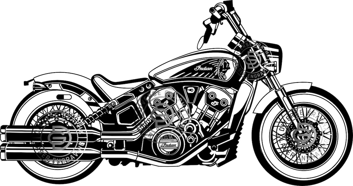 Indian Scout Bobber Twenty ABS Motorcycle, Digital Files SVG Laser File ...