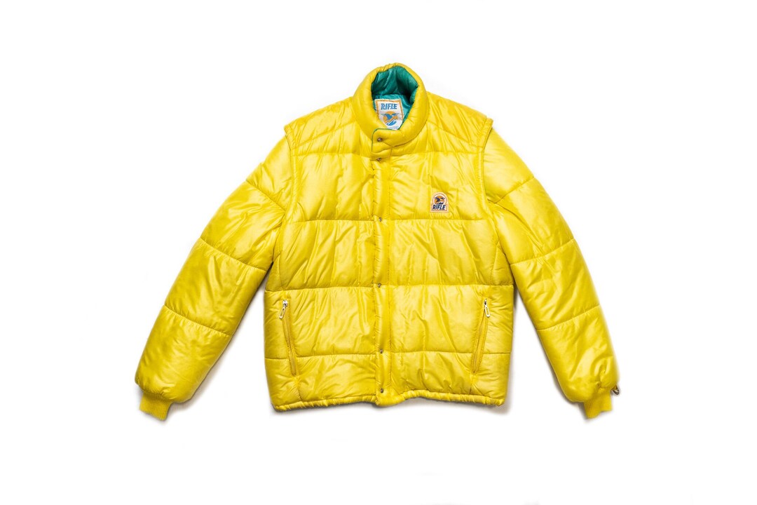 Original Rifle Vintage Yellow Green Puffer Jacket Detachable - Etsy