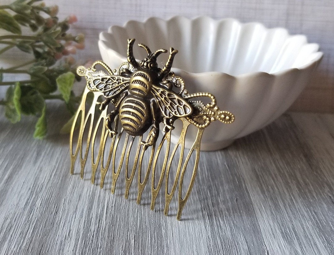 Vintage Style Bee Hair Comb in Bronze - Etsy