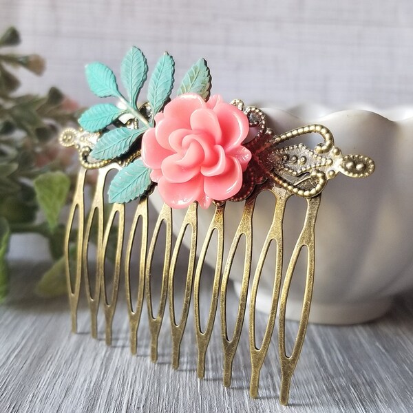 Rose Hair Comb - Etsy