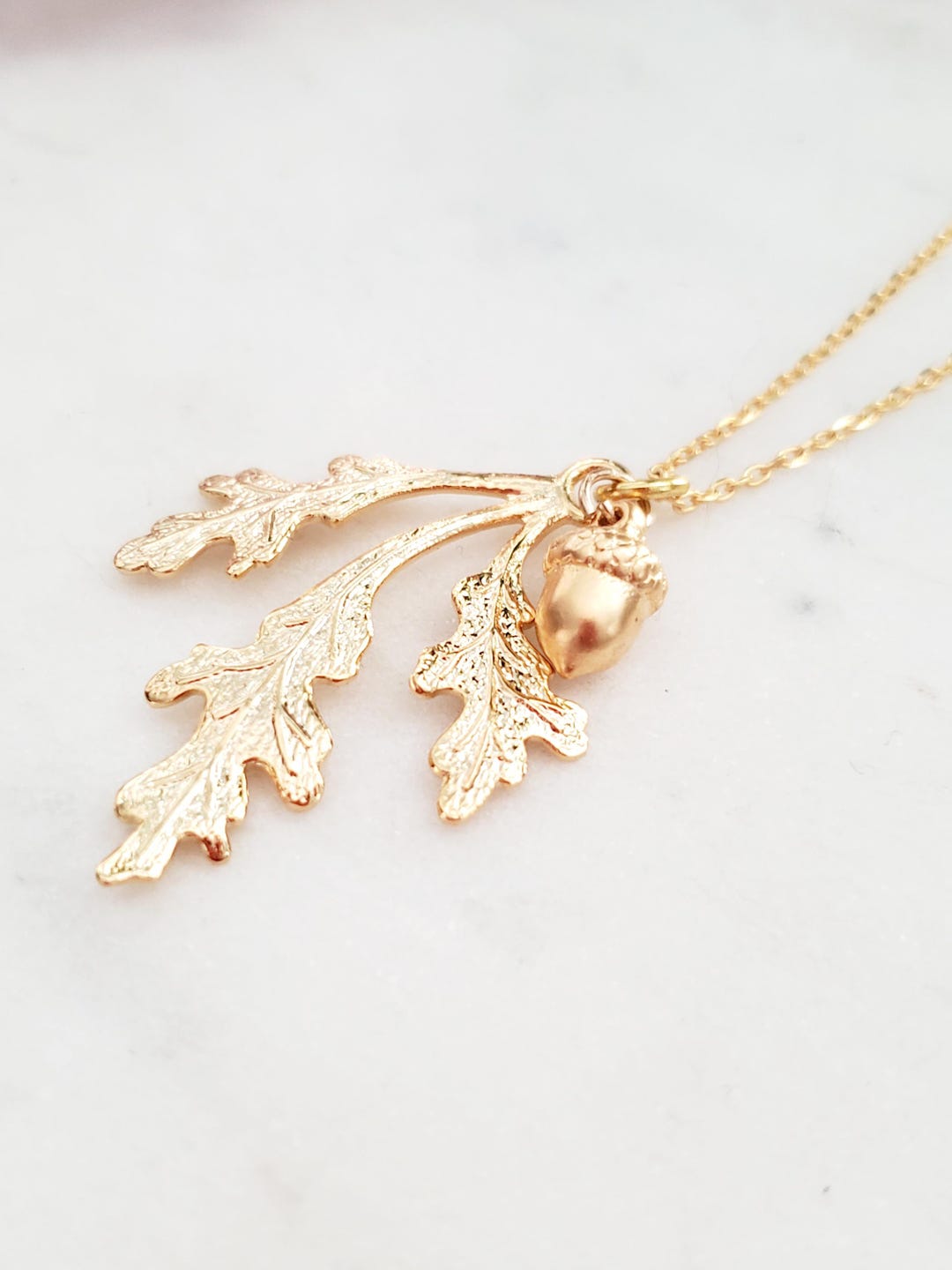 Oak Leaf and Acorn Necklace in Gold, Autumn Gift for Her - Etsy