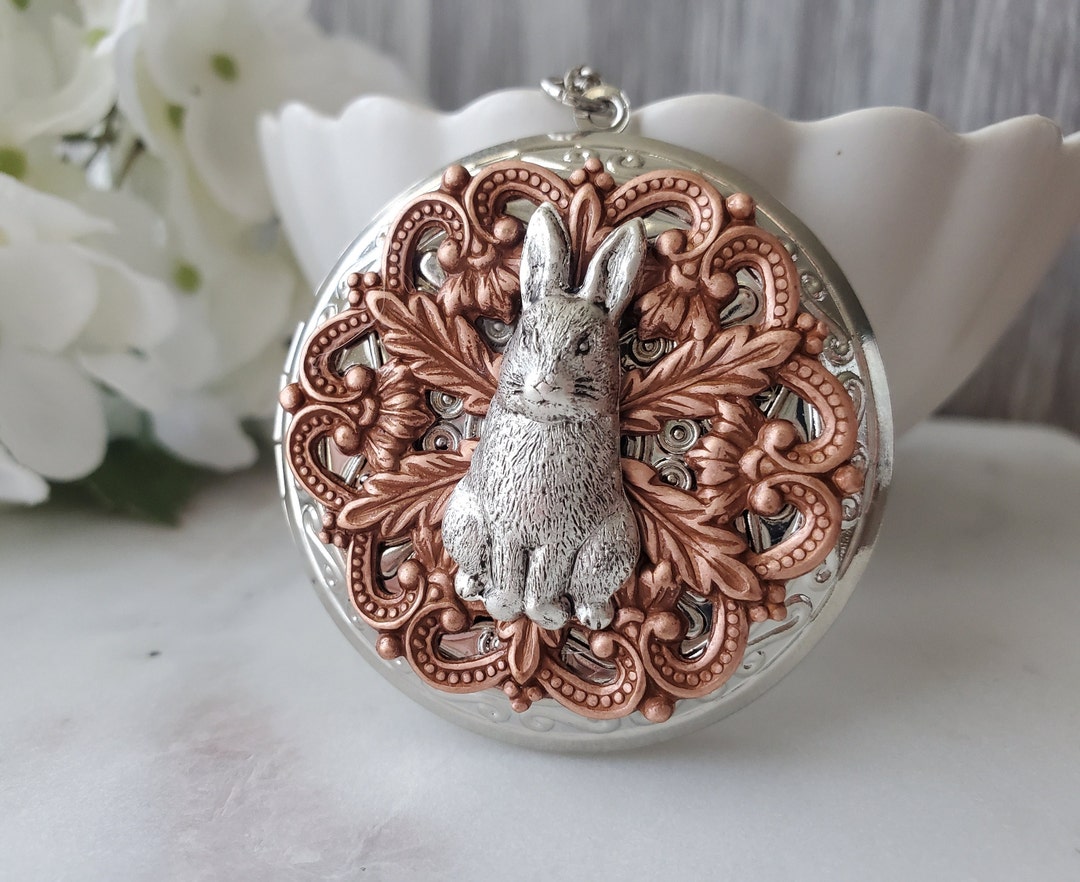 Bunny Rabbit Locket in Rose Gold and Silver - Etsy