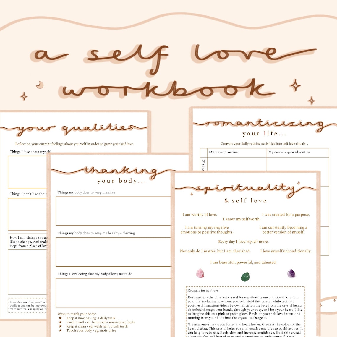 Self Love Workbook PRINTABLE Worksheets + GUIDE for Loving Yourself ...
