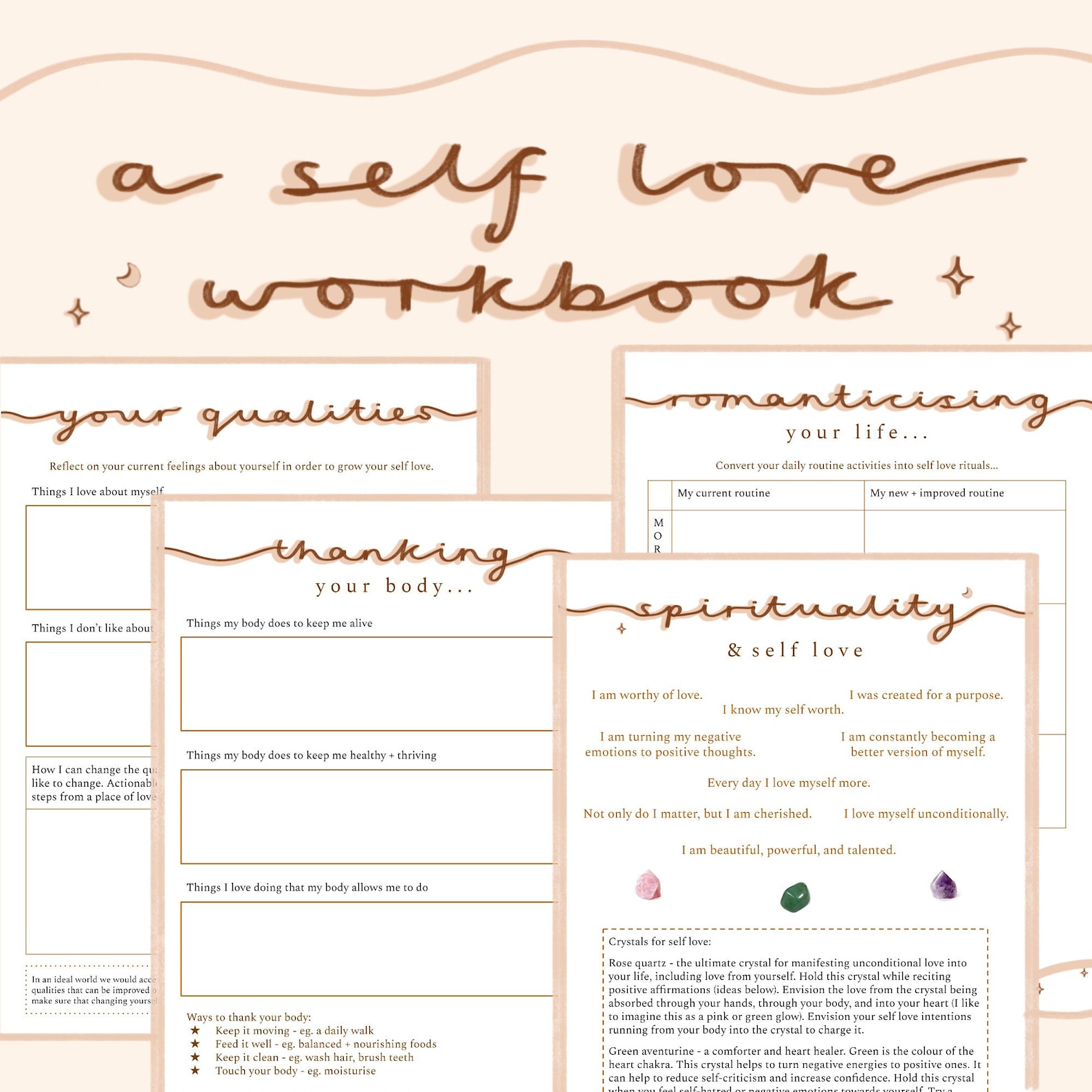 Self Love Workbook PRINTABLE Worksheets + GUIDE for Loving Yourself ...