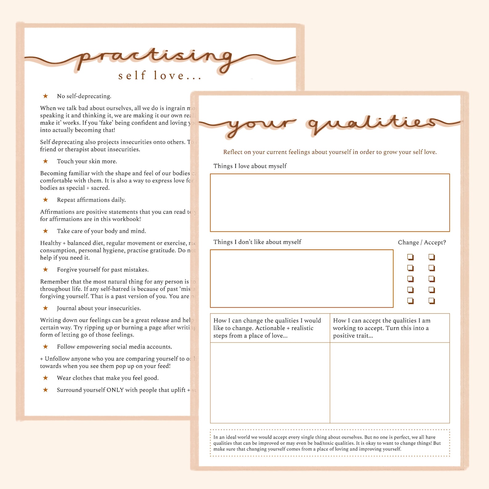 Self Love Workbook PRINTABLE Worksheets + GUIDE for Loving Yourself ...