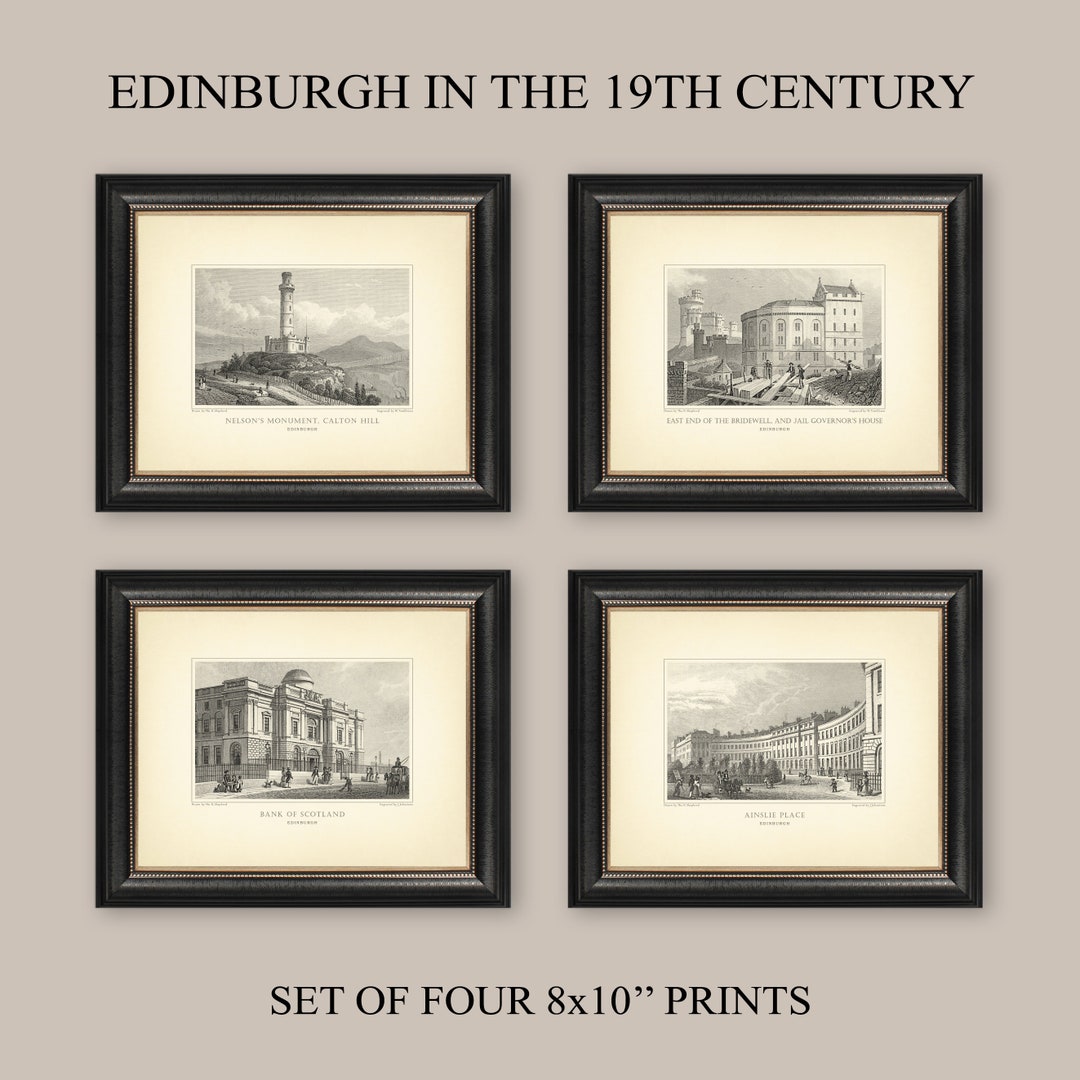 EDINBURGH - SET of 4 PRINTS | Antique Engravings Reproductions Classic ...