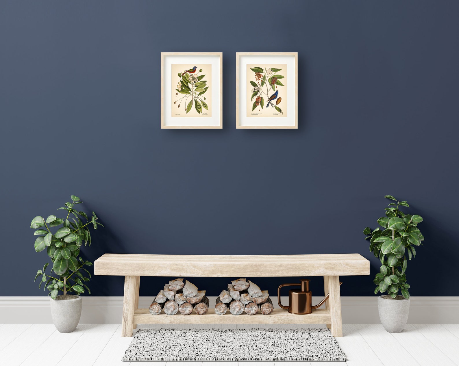 8x10'' BLUEBIRDS PRINTS Set of 2 Bird Prints Flower Nature Wall Art ...