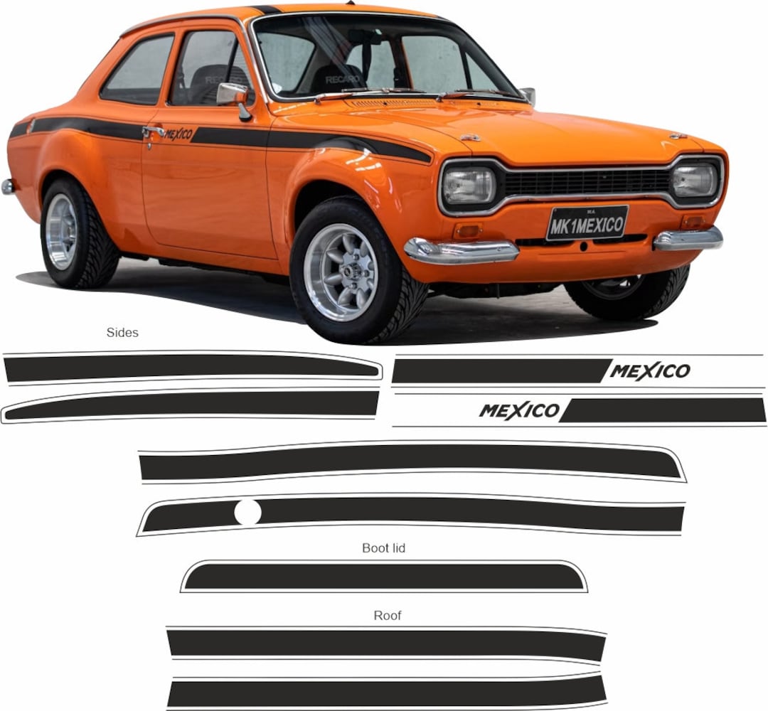 Escort MK1 Mexico Side Rear and Roof Stripes Exact Factory Format Vinyl ...
