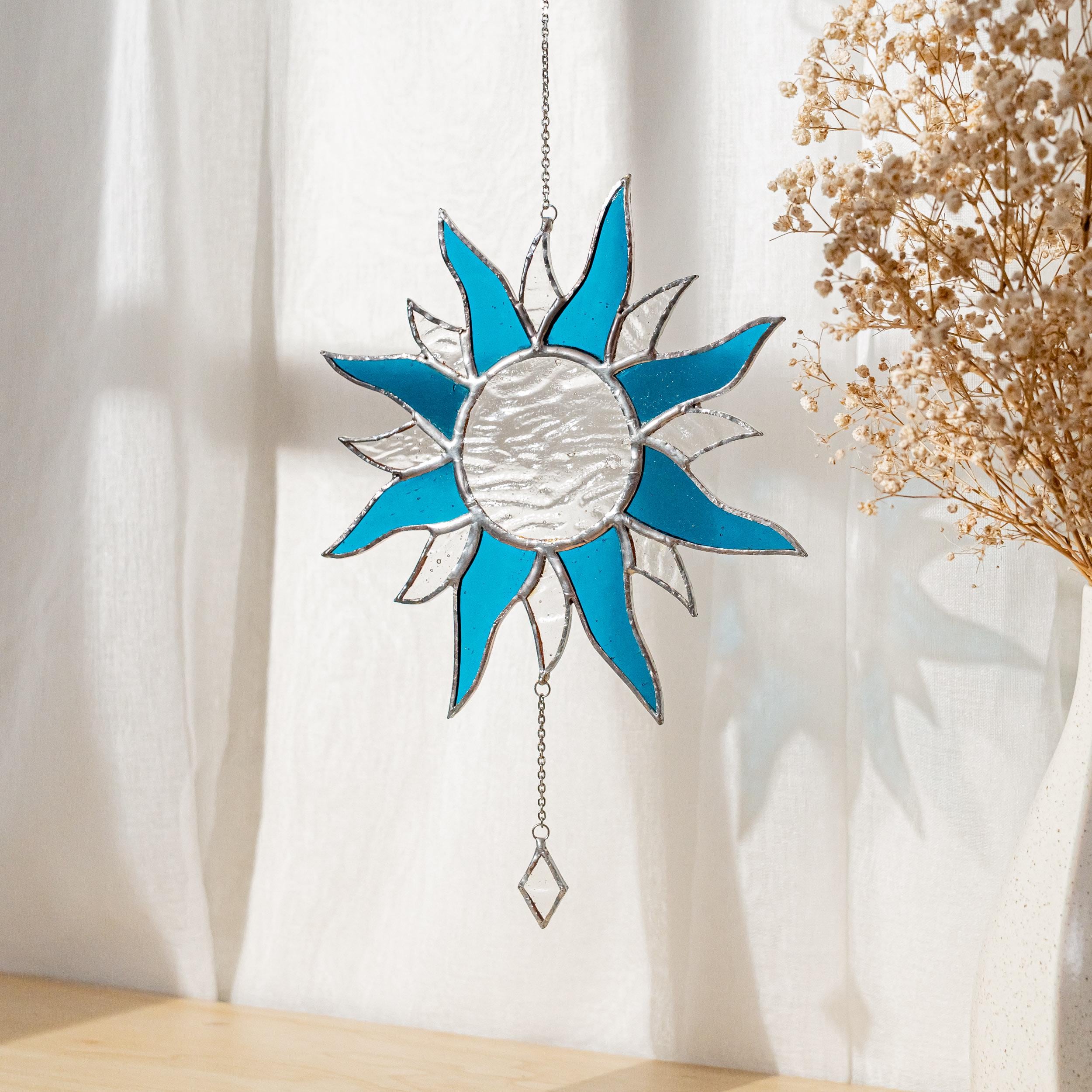 Stained Glass Sun, Window Hanging, Suncatcher Sun, Handmade Stained ...