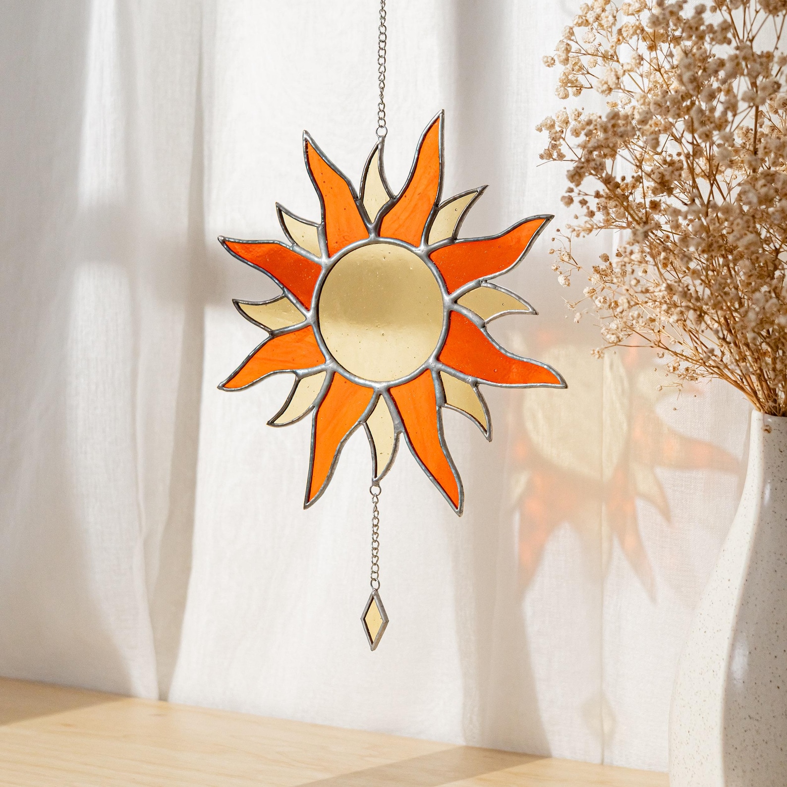 Stained Glass Sun, Window Hanging, Suncatcher Sun, Handmade Stained ...