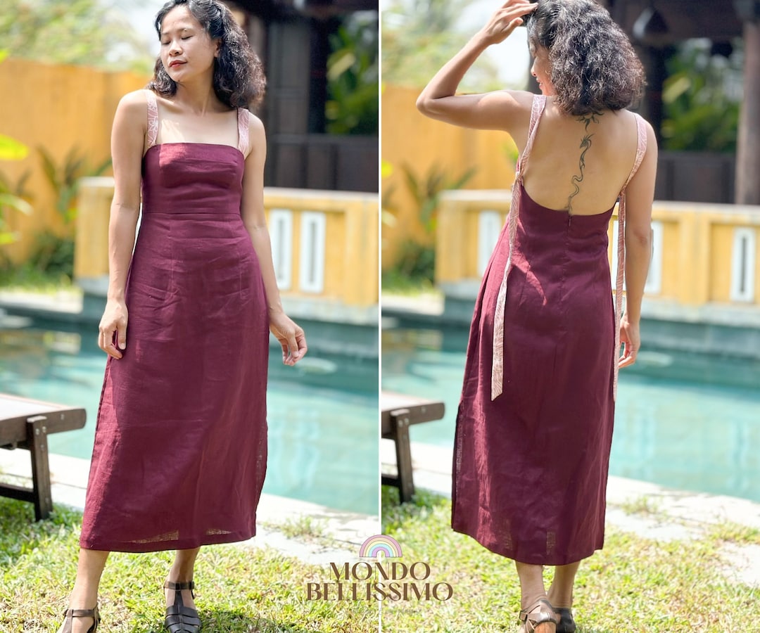 Linen Backless Dress, Sumner Dress, Wedding Dress, Linen Clothing Women ...