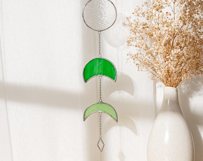 Pick Your Color Full Celestial Moon Phase, Stained Glass, Moon Phase ...