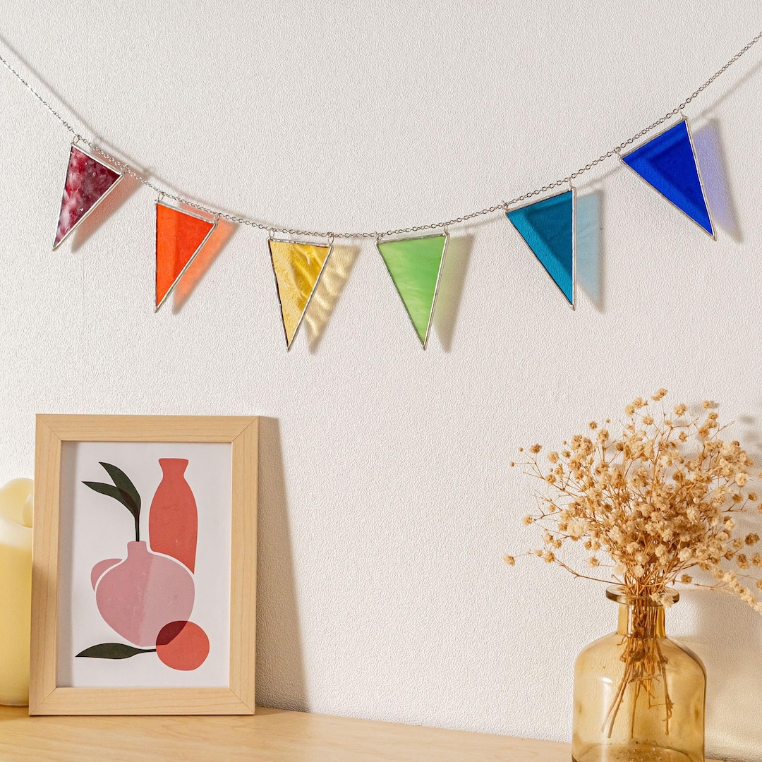 Rainbow Flag Garland, Stained Glass Decor, Rainbow Flags, LGBT Pride ...