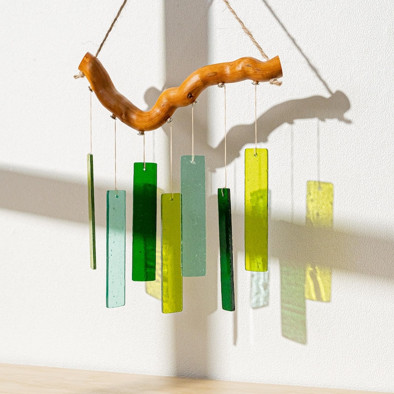 Colorful Glass Wind Chimes, Stained Glass Art, Handmade Glass ...