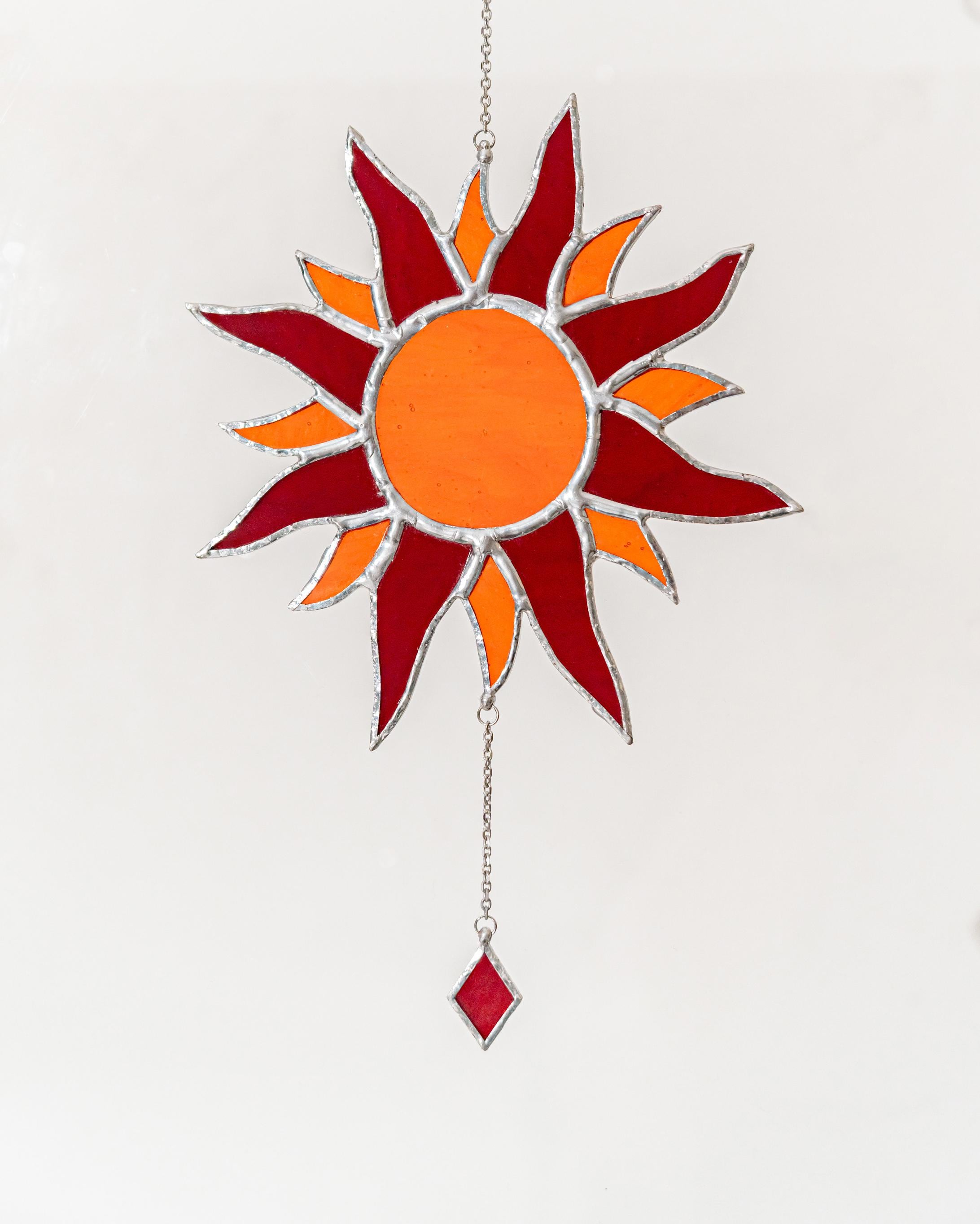 Stained Glass Sun, Window Hanging, Suncatcher Sun, Handmade Stained ...