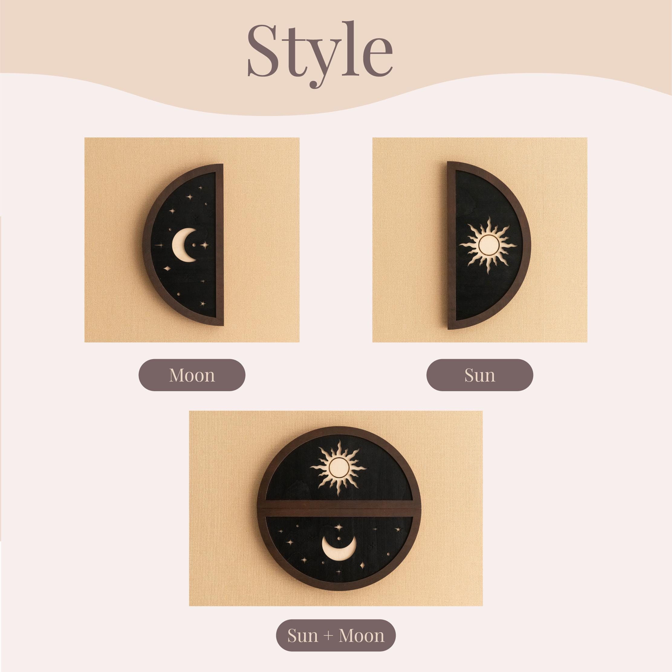 Modern Boho Wooden Sun Moon Decor – Minimalist Celestial Wall Art for ...