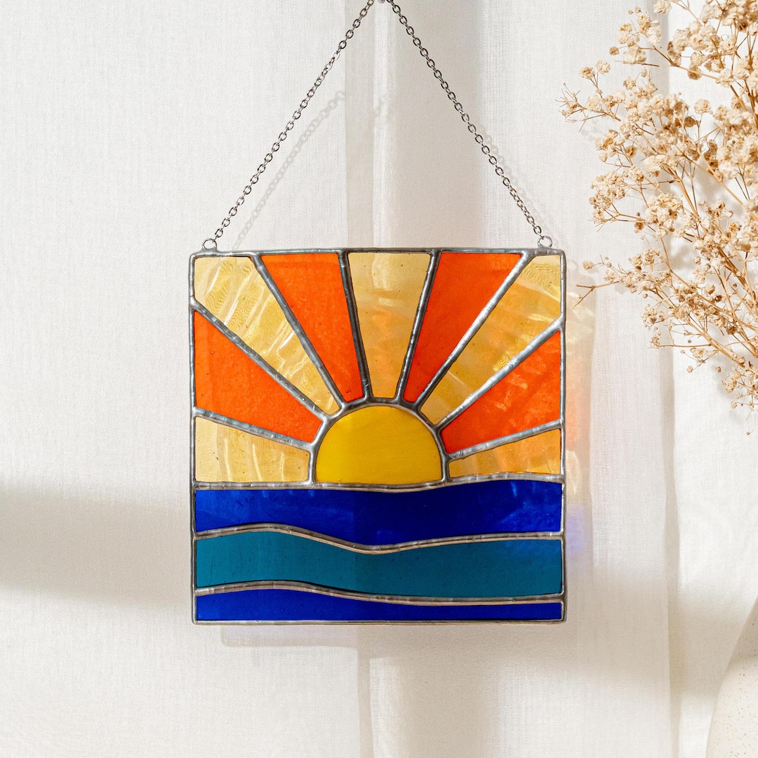 Sunset Stained Glass, Stain Glass Ornament, Glass Decoration, Stained ...