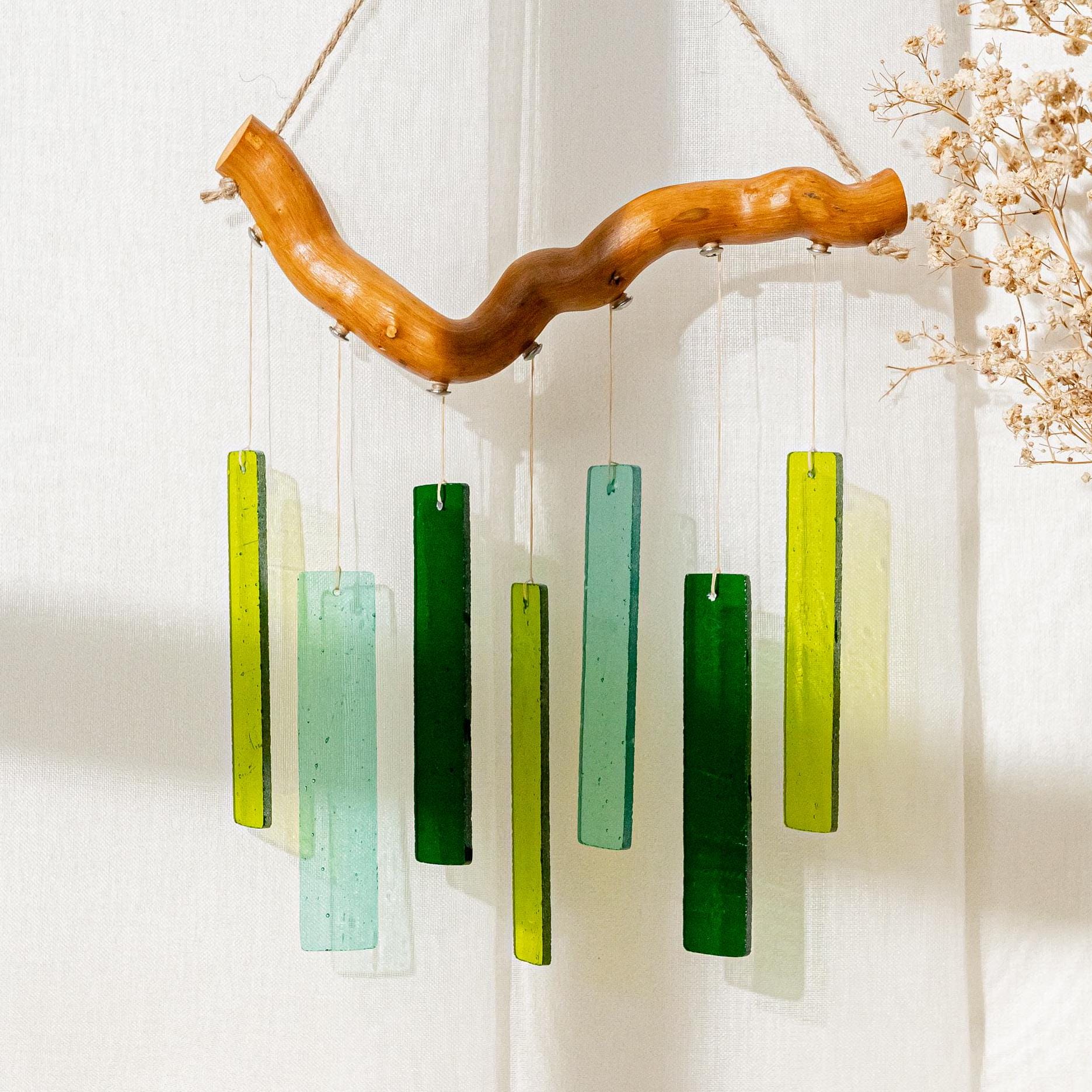 Colorful Glass Wind Chimes, Stained Glass Art, Handmade Glass ...