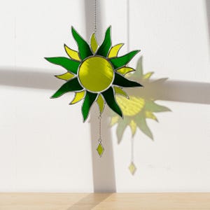 Stained Glass Sun, Window Hanging, Suncatcher Sun, Handmade Stained ...