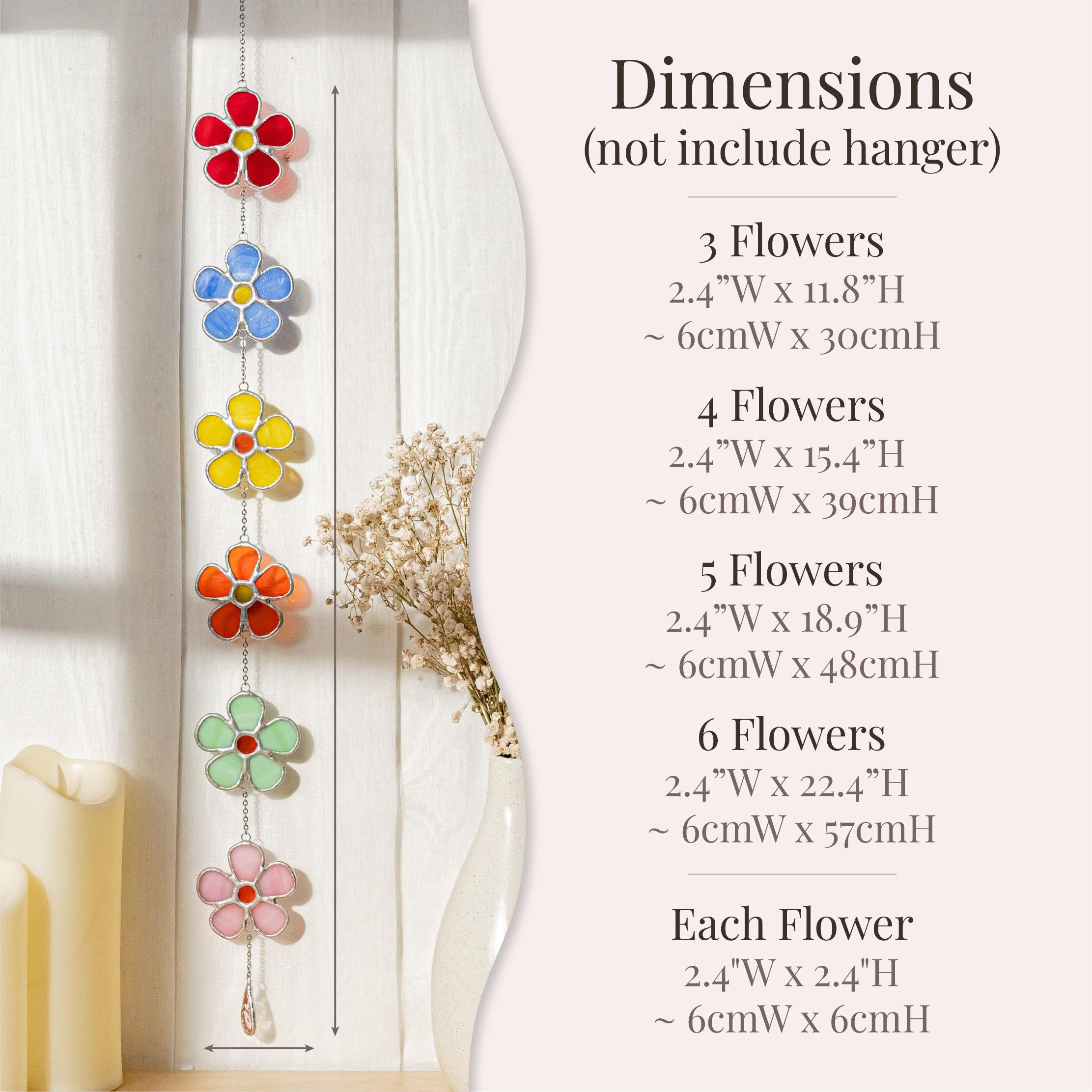 String of Flower Garland, Flower Suncatcher, Window Sun Art, Stained ...