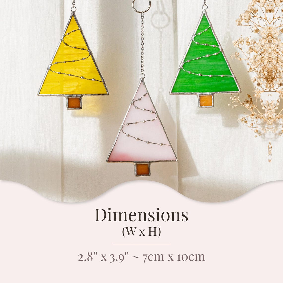 Stained Glass Xmas Tree Ornaments, Secret Santa Gift, Xmas Suncatcher ...