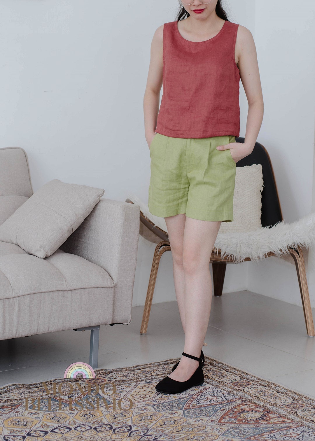 Linen Tank Top, Sleeveless Linen Blouse, Linen Crop Top, Linen ...