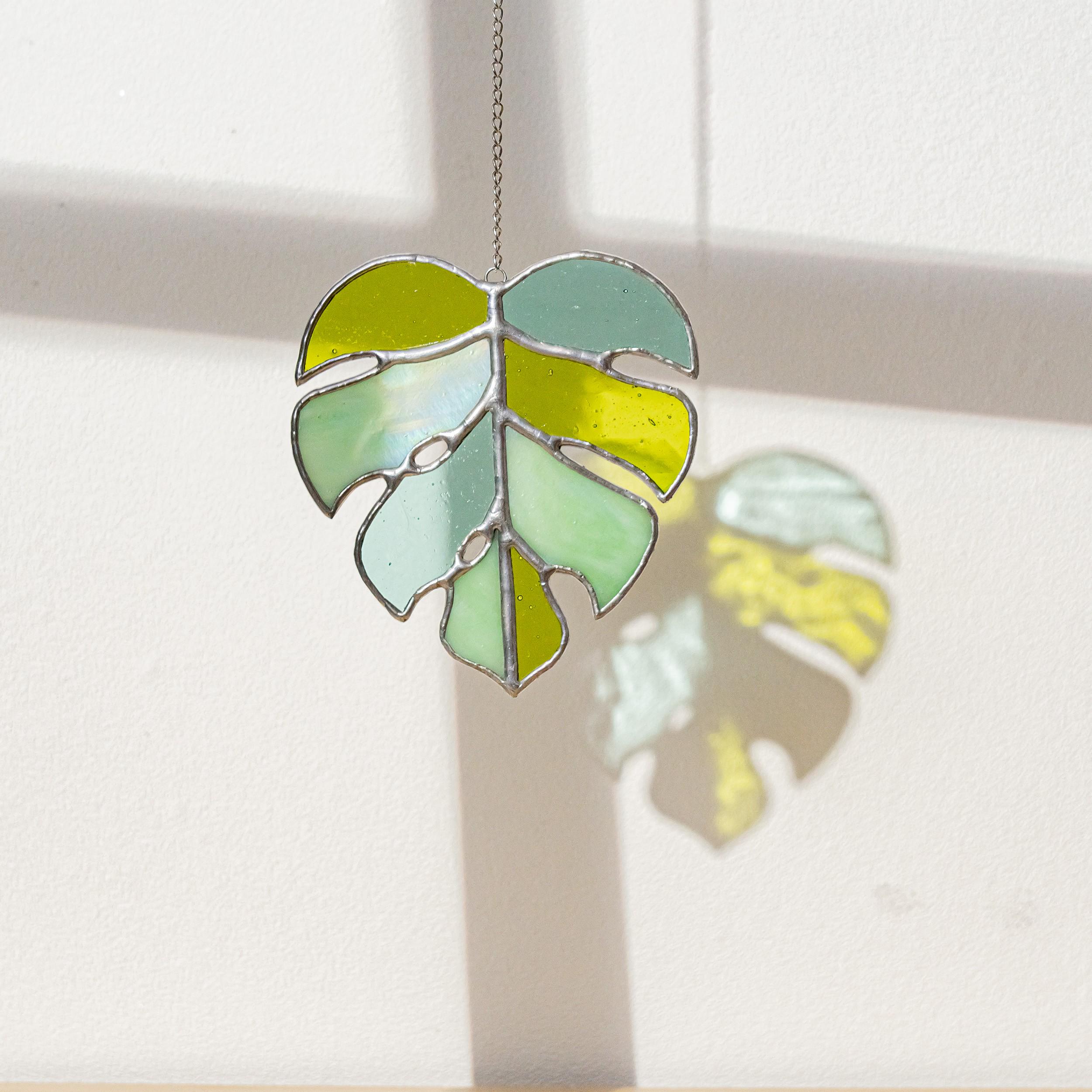 Monstera Leaf Stained Glass Wall Decor for Tropical and Coastal Homes ...