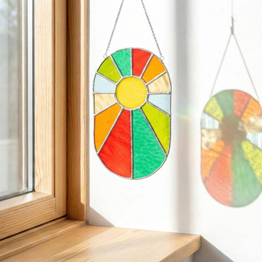 Stained Glass Rainbow Window Suncatcher for Home Walls Q25 - Etsy UK