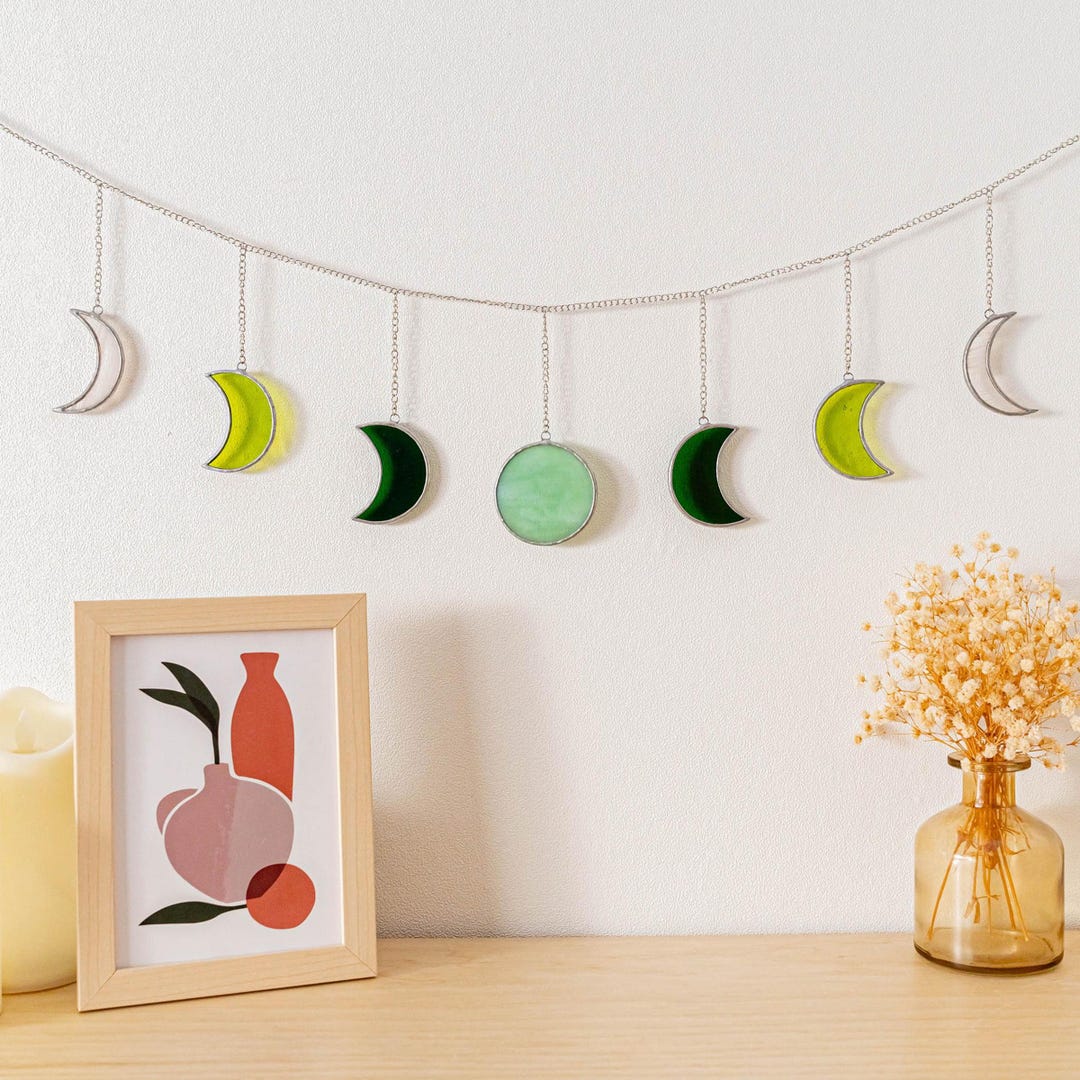 Stained Glass Moon Phase Garland for Boho Home Wall Decor F59 - Etsy