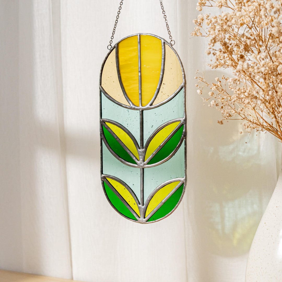 Retro Stained Glass Window Hangings, Modern Suncatcher, Glass Wall ...