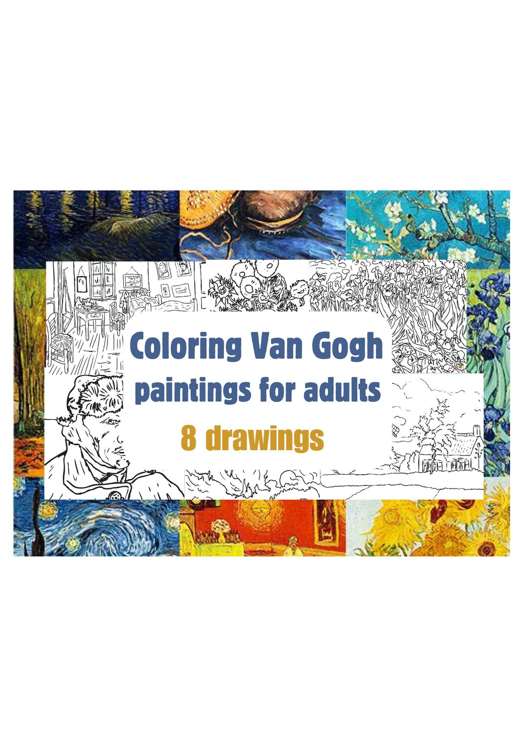 Coloring Paintings by the Artist Vincent Van Gogh, Prints for Adults ...