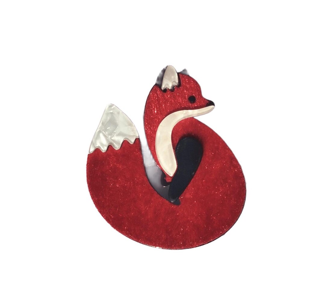 Red Fox Brooch, Acrylic Bag, Fox Brooch, Fox Accessory, Fox Brooch ...