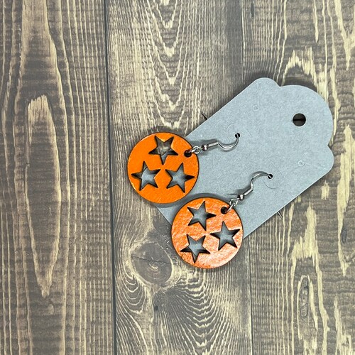 Orange Tri Star Tennessee State Flag Post Earrings Tristar - Etsy