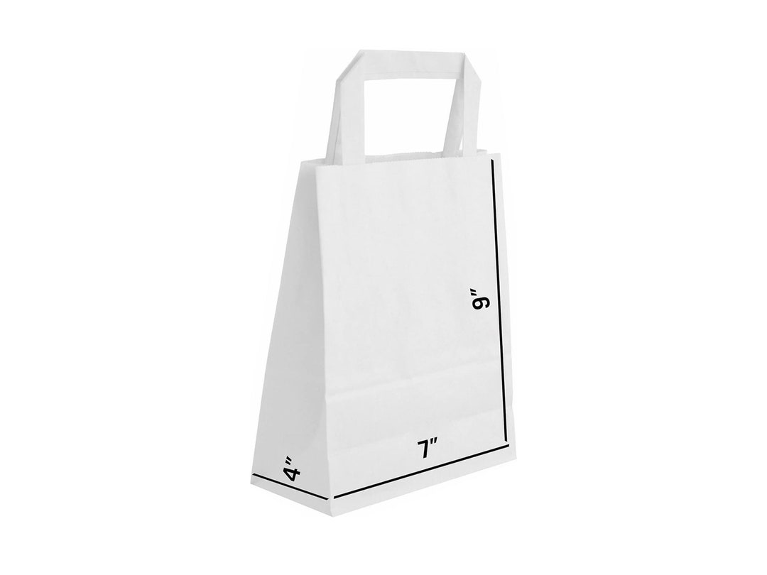 Economic Small White Paper Bags With Flat Handles, 7x4x9, Ideal for ...