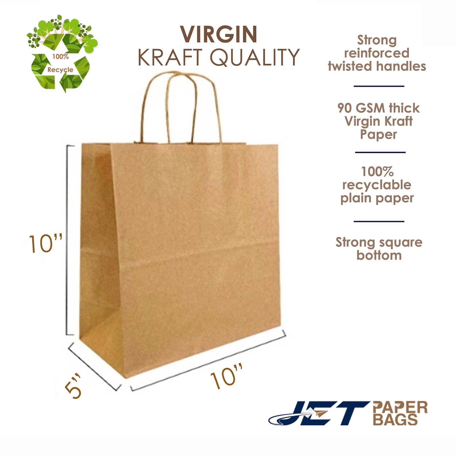 Brown Kraft Paper Bags With Twisted Handles (10x5x10) - Etsy