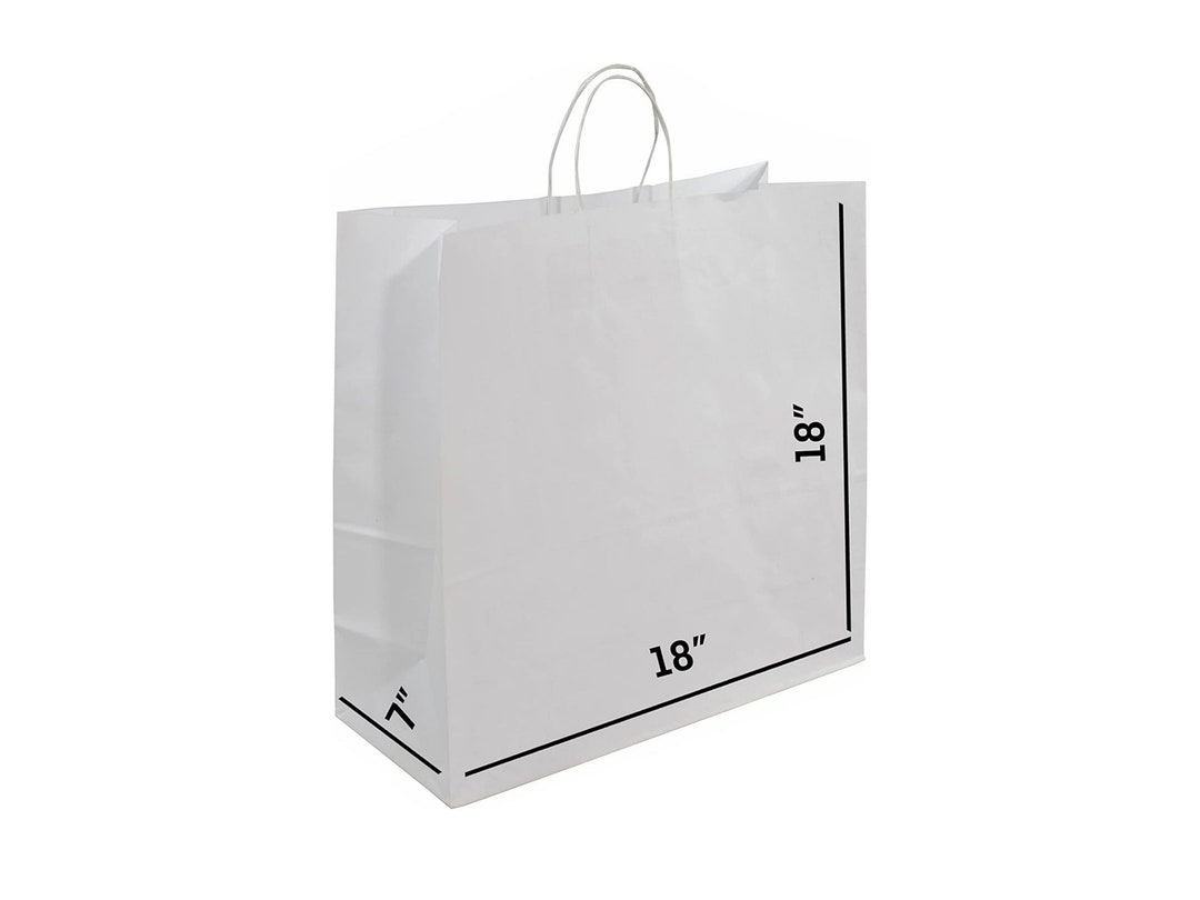 White Large Paper Bags With Twisted Handles, 18x7x18, Ideal for Small ...