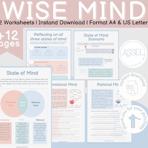 Wise Mind DBT Worksheets: Emotional Regulation, Coping Skills (PDF) - Etsy