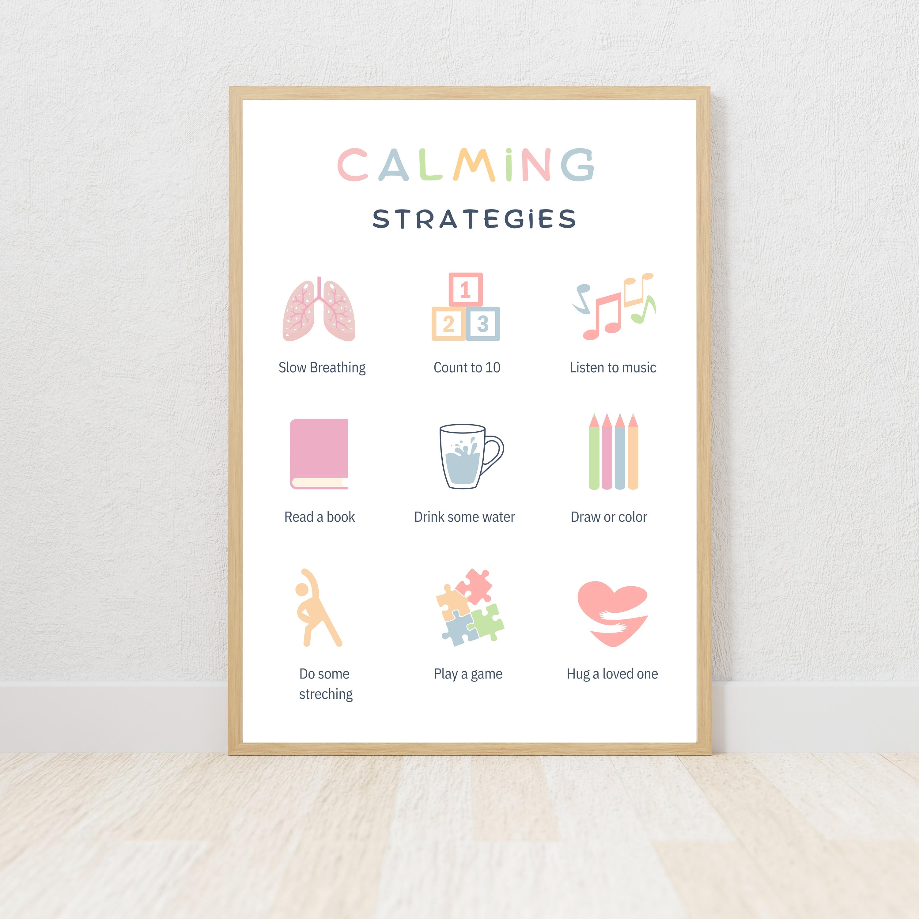 Calming Corner Strategies Poster Chart Therapy Office Decor - Etsy