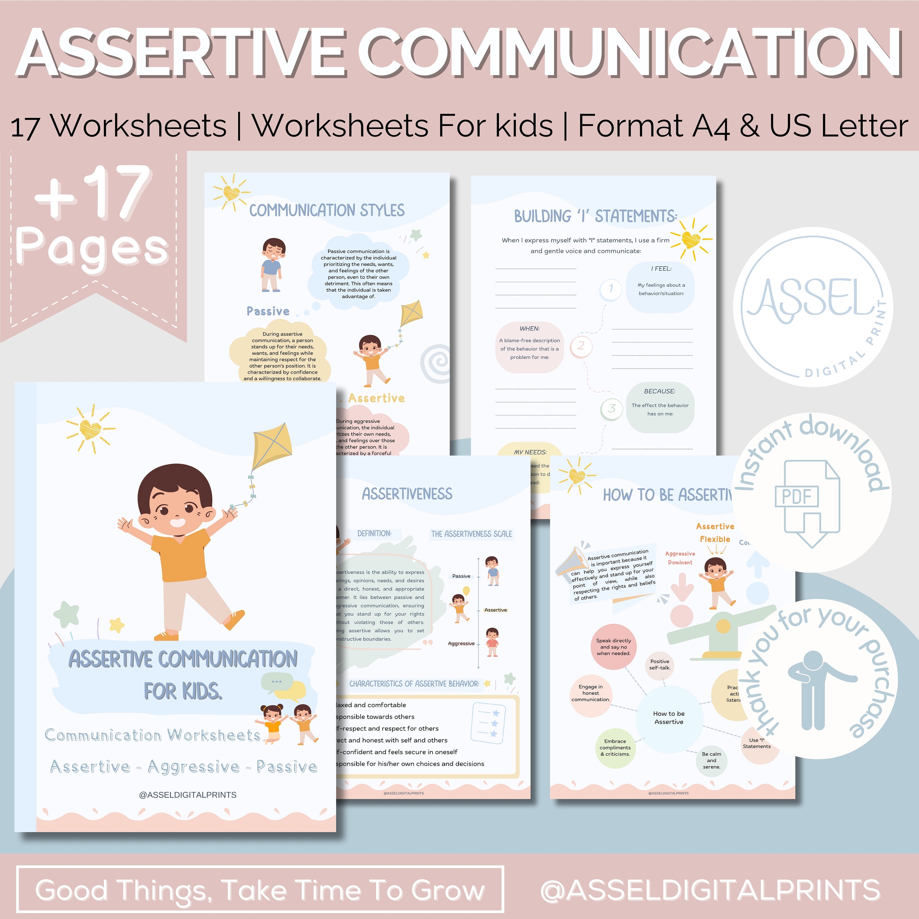 Assertive Communication Worksheets, for Kids, Communication Styles, Social Emotional Learning ...