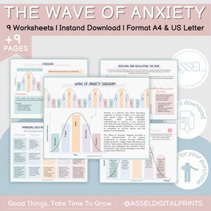 78 Anxiety Therapy Worksheets Bundle, the Wave of Anxiety, Social Anxiety Workbook, Panic Attack ...