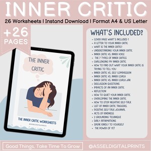 Inner Critic Workbook, Self Esteem Worksheets, Self Help, Therapy ...