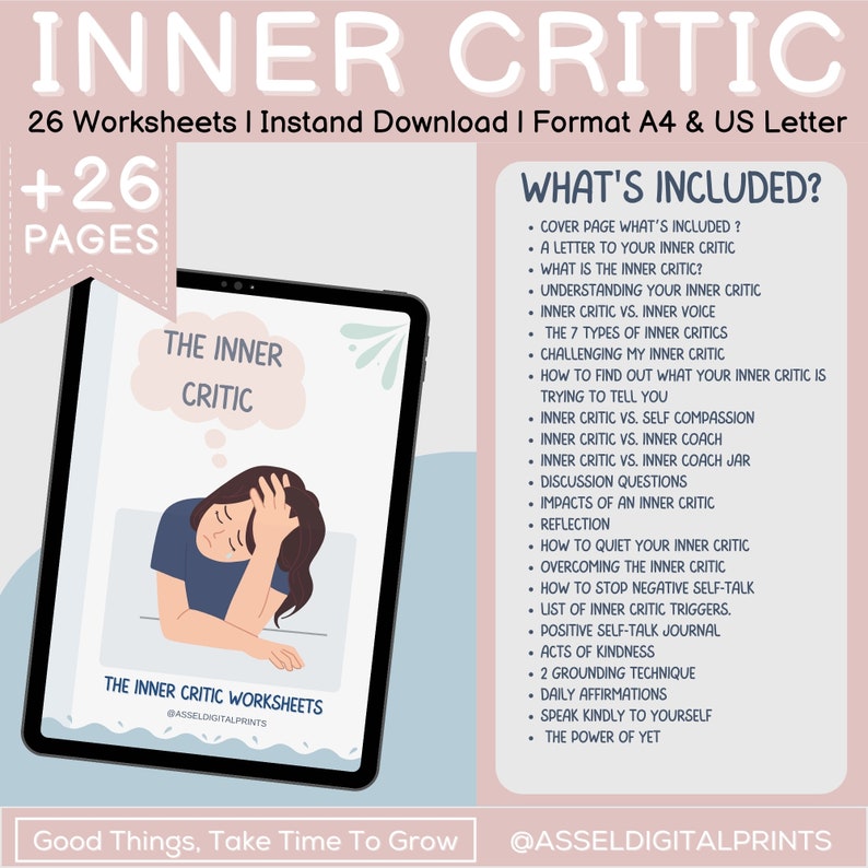 Inner Critic Workbook, Self Esteem Worksheets, Self Help, Therapy ...