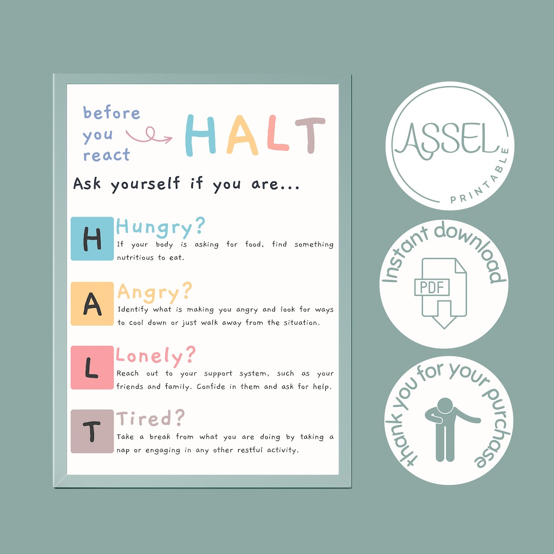HALT Mental Health Poster: Coping Skills School Counselor Office Decor ...