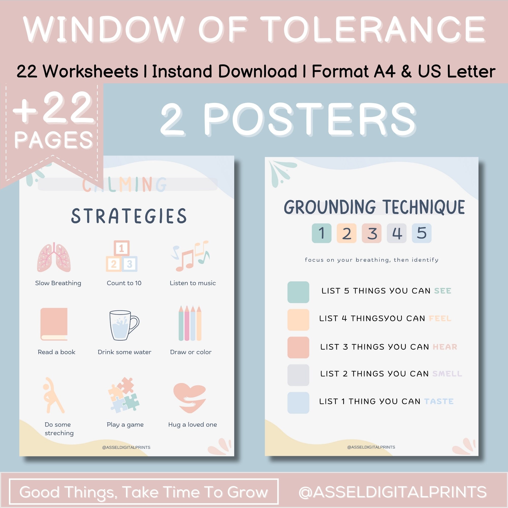 22 Window of Tolerance Worksheets, Trauma Therapy, Social Emotional ...